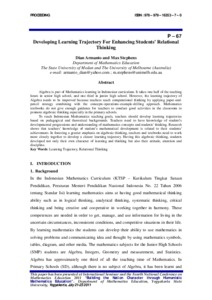 Developing Learning Trajectory For Enhancing Students’ Relational Thinking - Lumbung Pustaka UNY